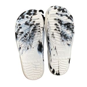 CROCS | Shoes | New Classic Crocs Marbled Black White Slipon Slide ...